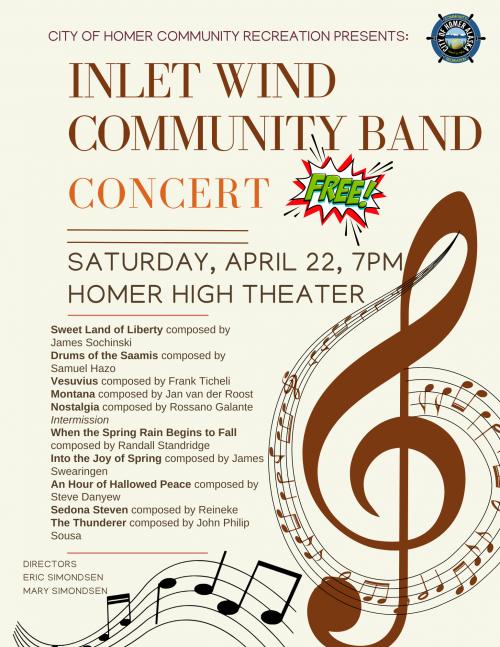 Inlet Wind Band FREE Concert: Sat. April 22, 7PM | City of Homer Alaska ...