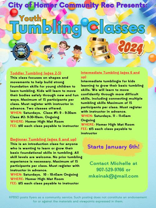 Youth Tumbling Classes-Ongoing | City of Homer Alaska Official Website